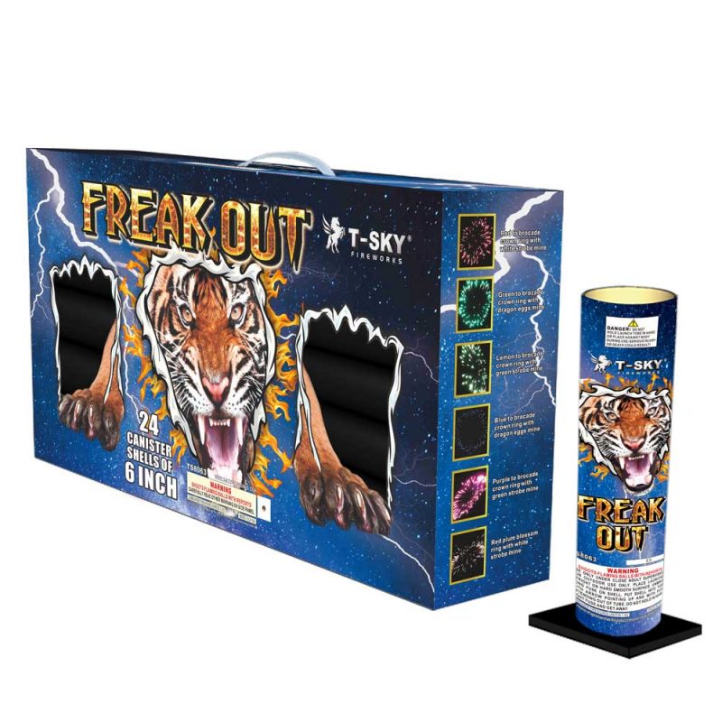 FREAK OUT-24 pieces of 6 inch Canister shells - T-SKY Fireworks